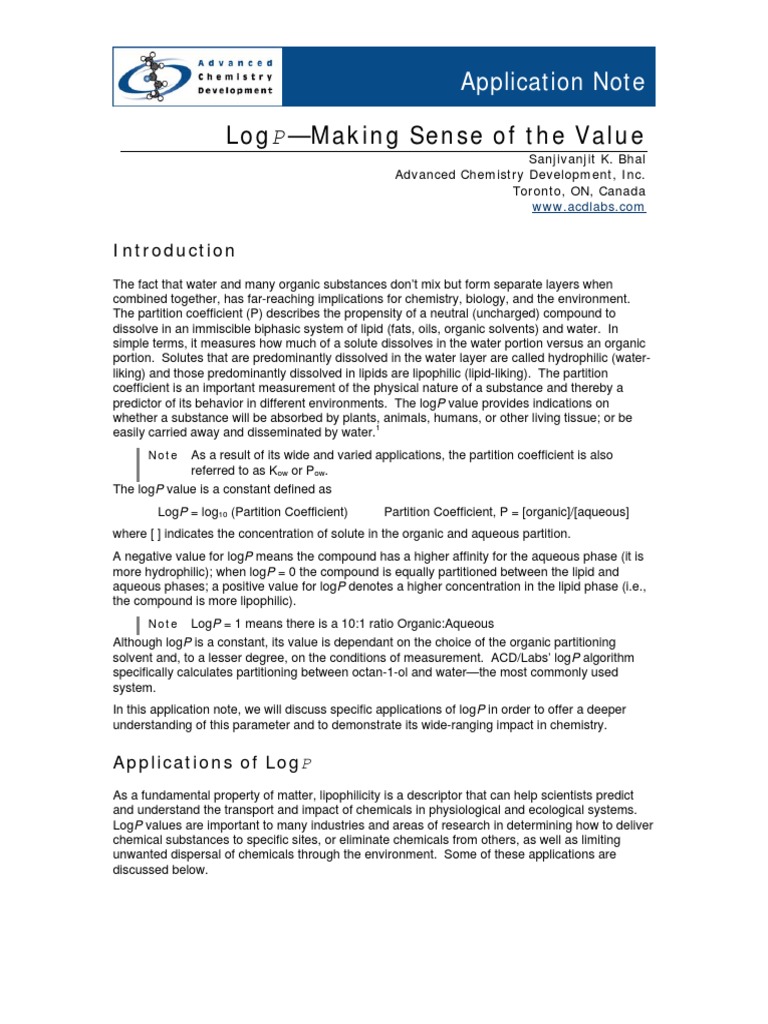 Logp-Making Sense of The Value: Application Note | PDF | Biology ...