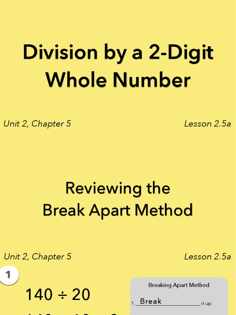 Division by A 2-Digit Whole Number: Unit 2, Chapter 5 Lesson 2.5a | PDF