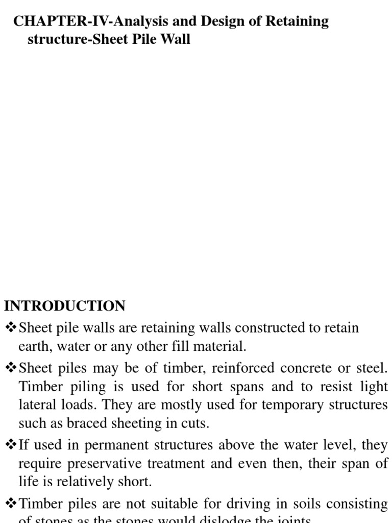 Sheet Pile Wall Design and Analysis | PDF | Deep Foundation ...