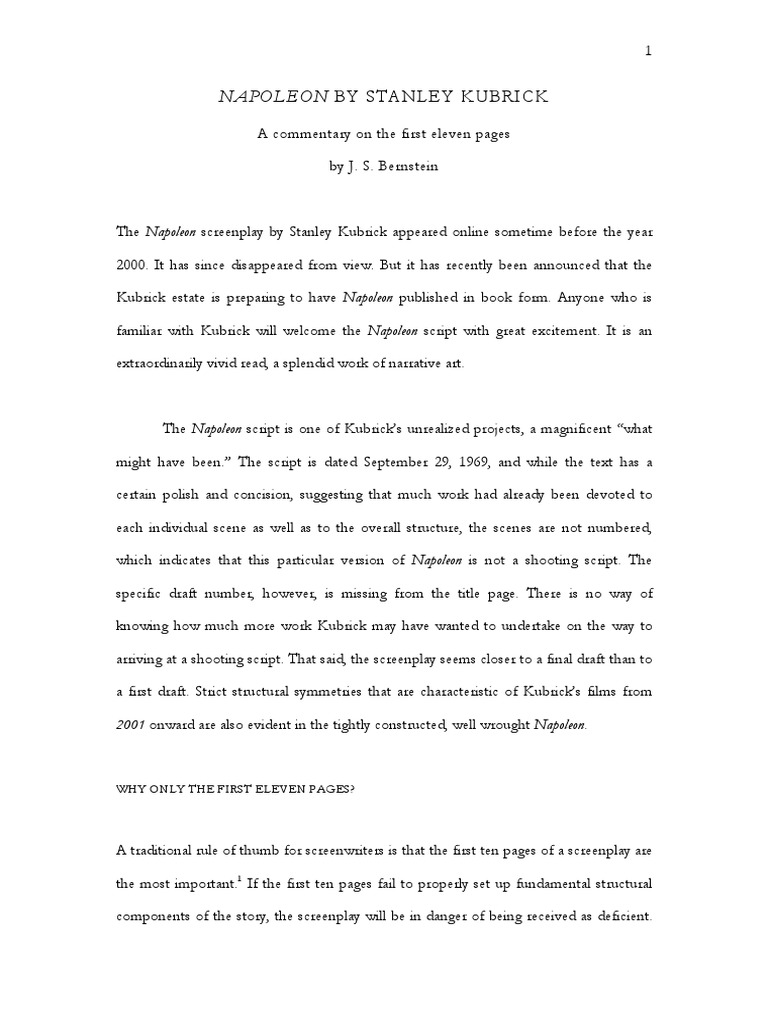 NAPOLEON, The First Eleven Pages | PDF | Screenplay | Napoleon