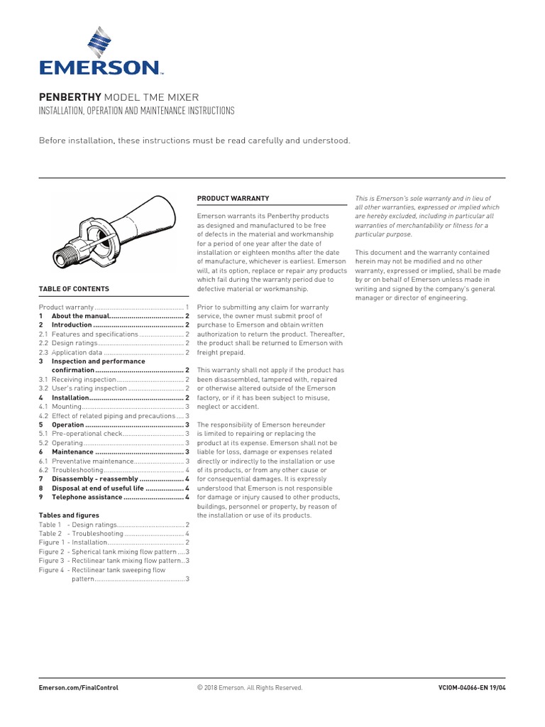 Installation, Operation and Maintenance Instructions: Penberthy Model Tme Mixer | PDF | Pressure ...