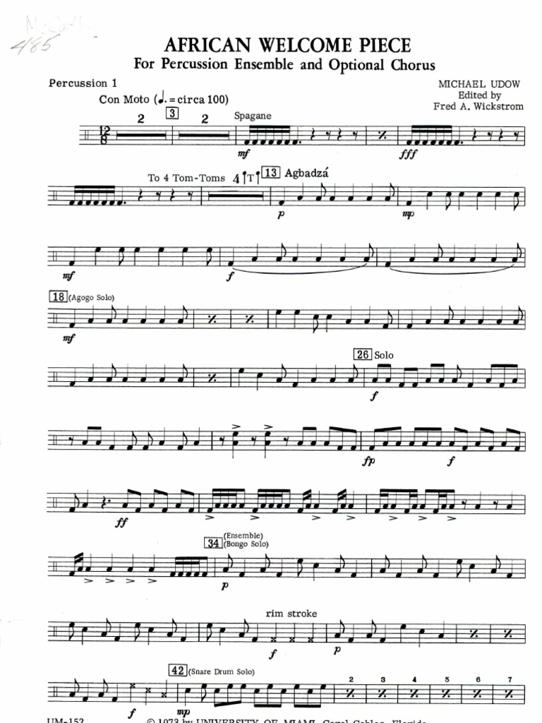 African Welcome Piece Percussion 1 | PDF | Music Technology | Music ...