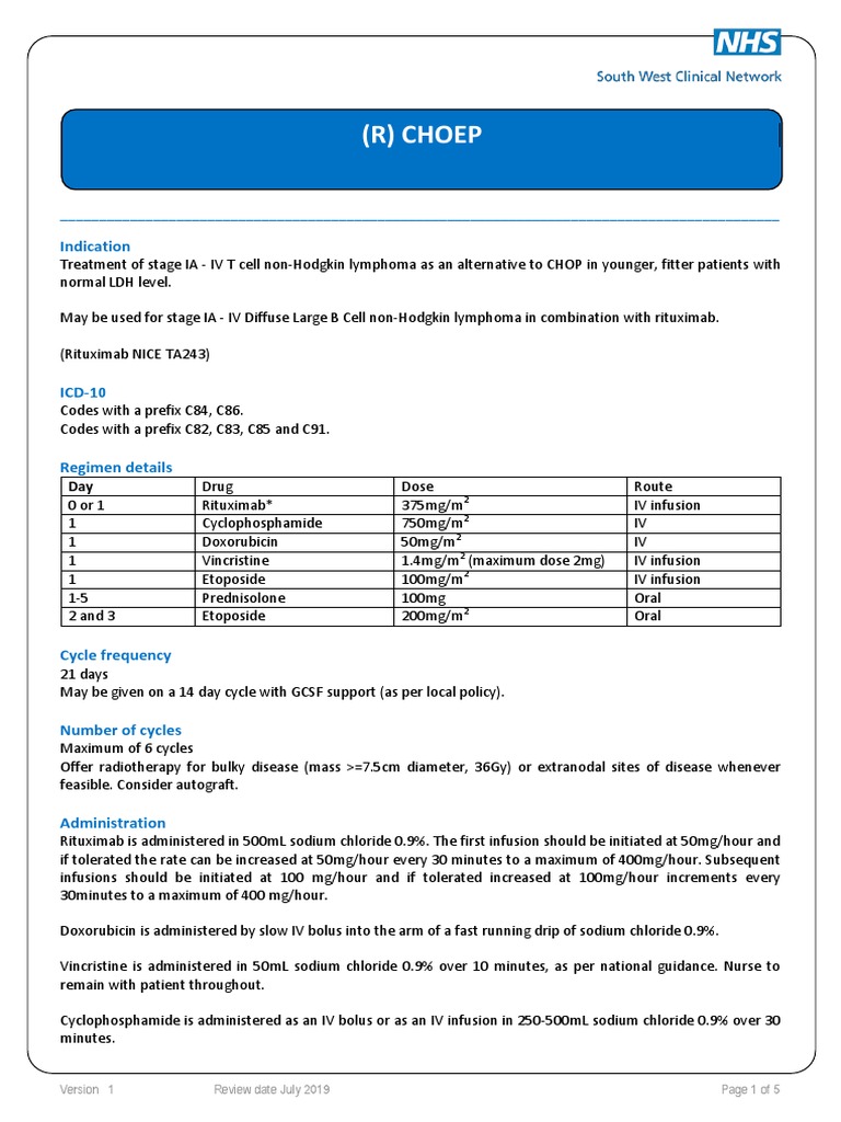 (R) Choep: Indication | PDF | Rtt | Clinical Medicine