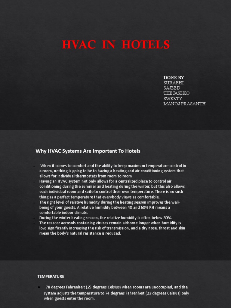 Hvac in Hotels: Done by | Download Free PDF | Air Conditioning | Hvac