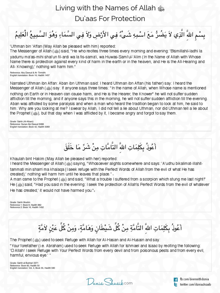 Living with the Names of Allah Protection Duas | PDF | Prophets Of ...