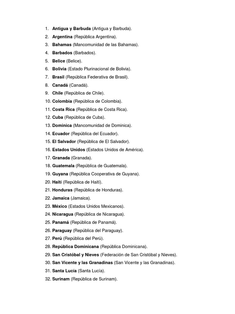 Lista de Países de América | PDF