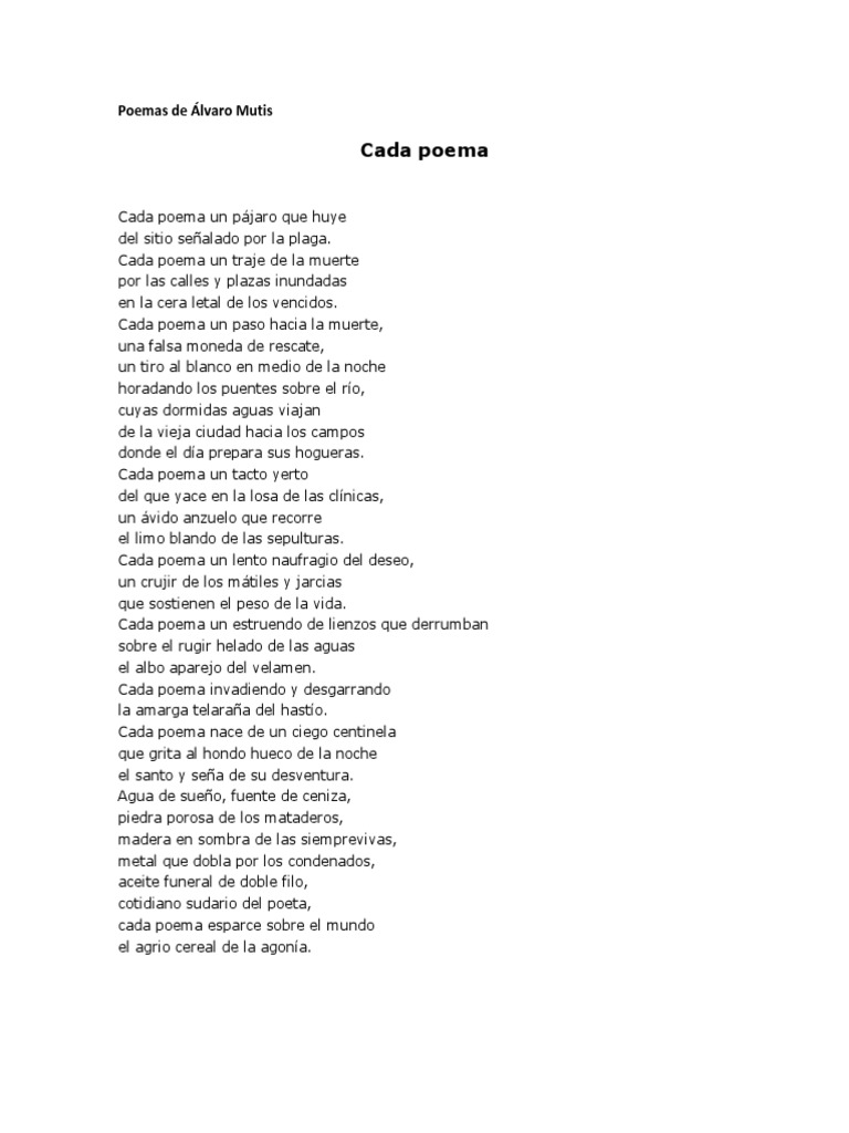 Poemas de Álvaro Mutis y José Manuel Arango | PDF | Naturaleza