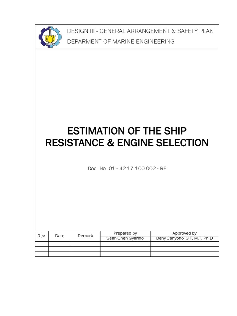 Estimation of The Ship Resistance & Engine Selection | Download Free ...