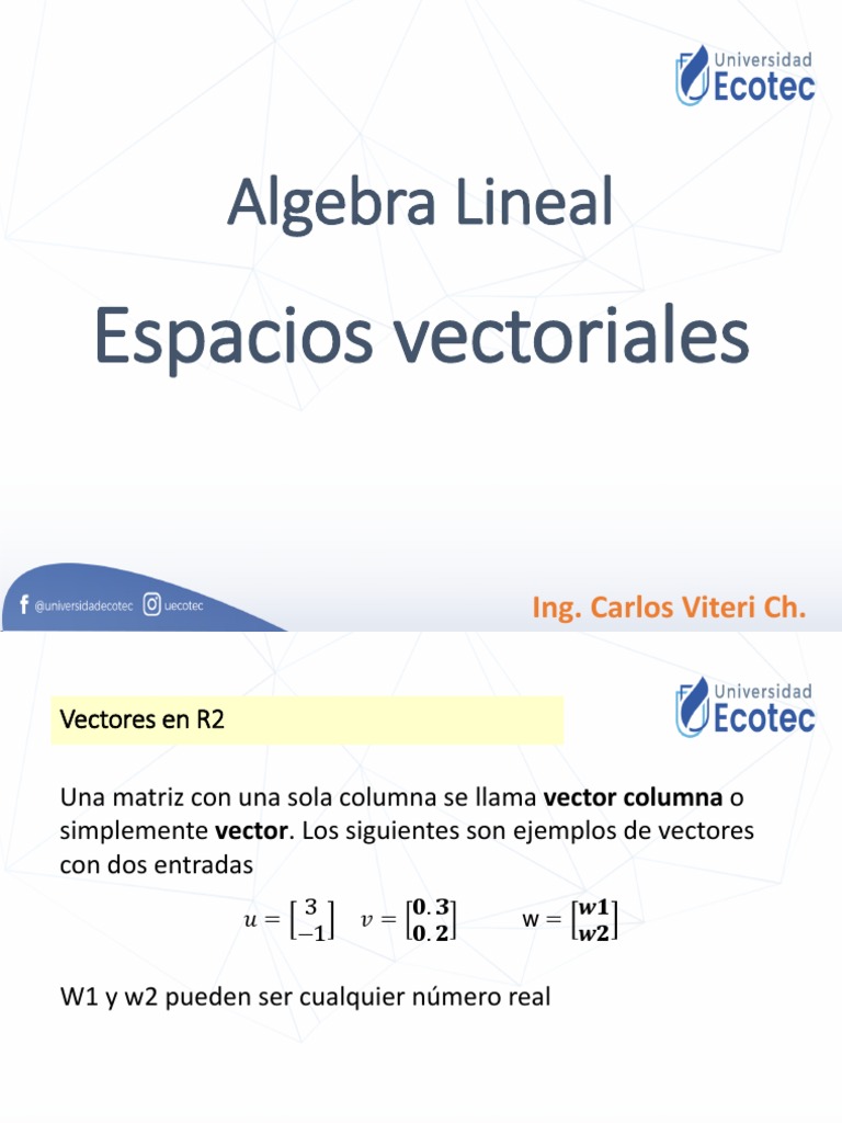 Espacios Vectoriales | PDF | Mapa lineal | Espacio vectorial