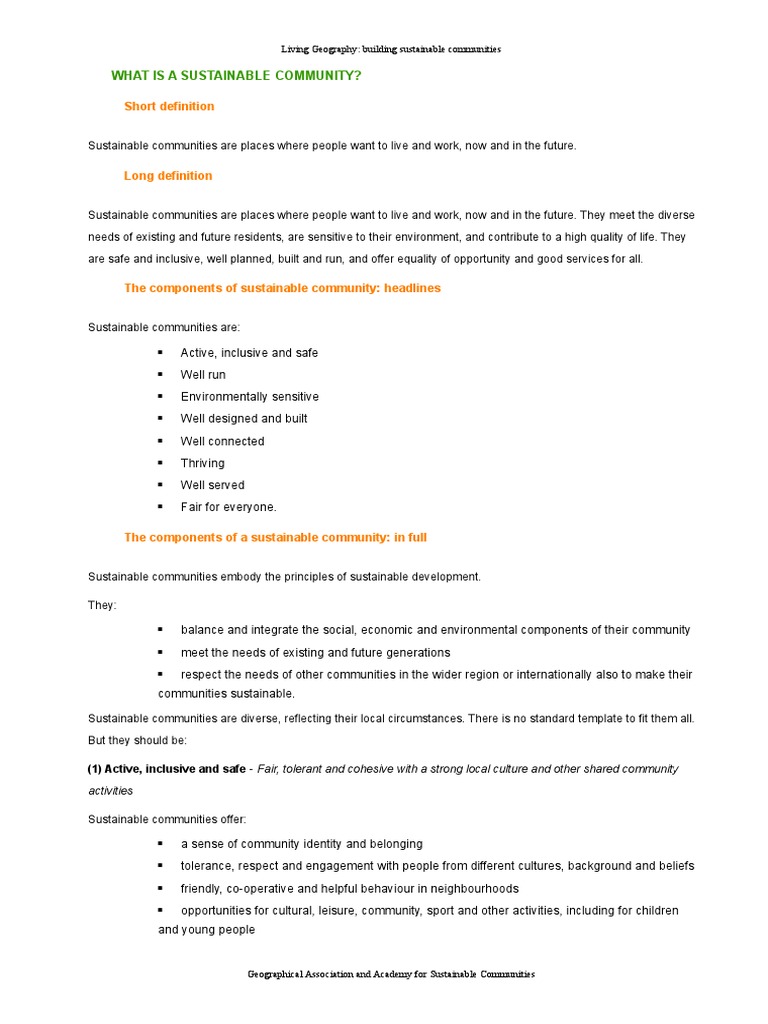 What Is A Sustainable Community?: Short Definition | PDF ...
