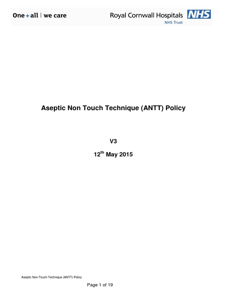 Aseptic Non Touch Technique | PDF | Medicine | Medical Specialties
