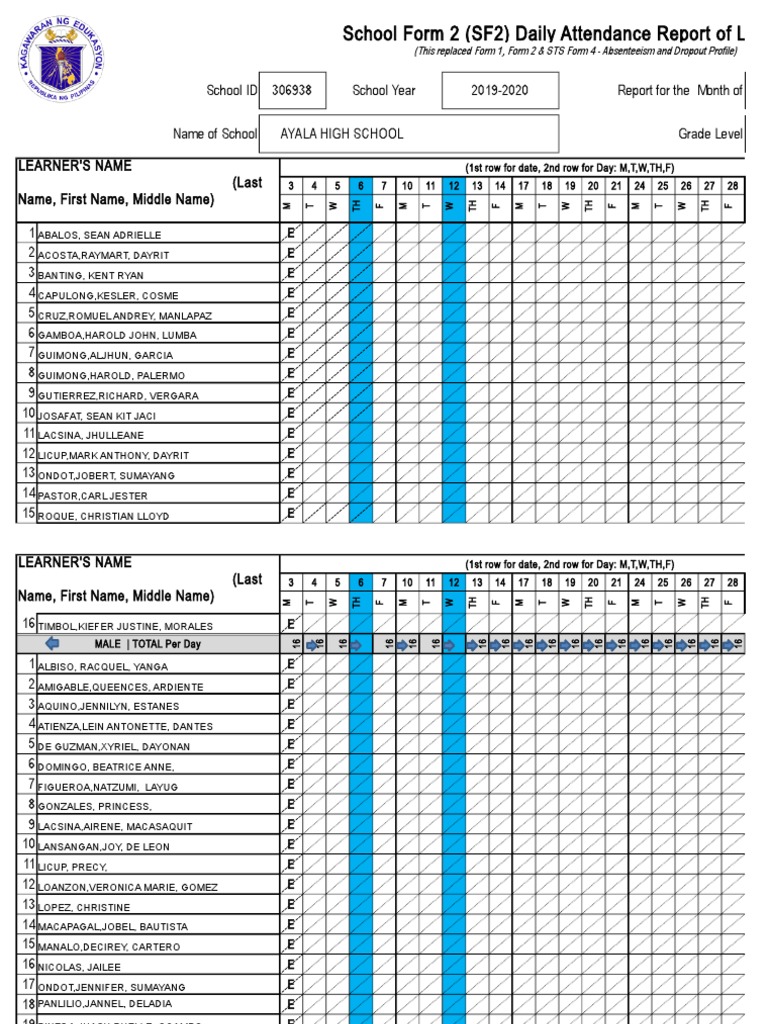 Sample SF2 With Formula | Download Free PDF | Action (Philosophy) | Health Sciences