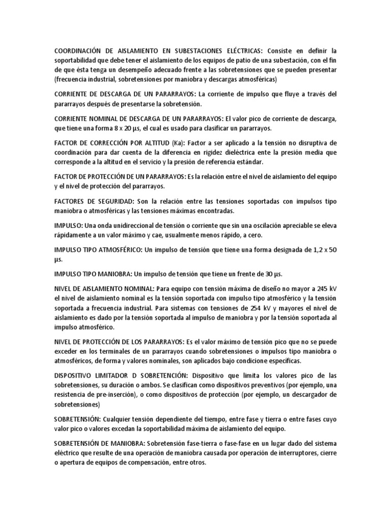 Coordinación de Aislamiento en Subestaciones Eléctricas | PDF | voltaje | Subestacion electrica