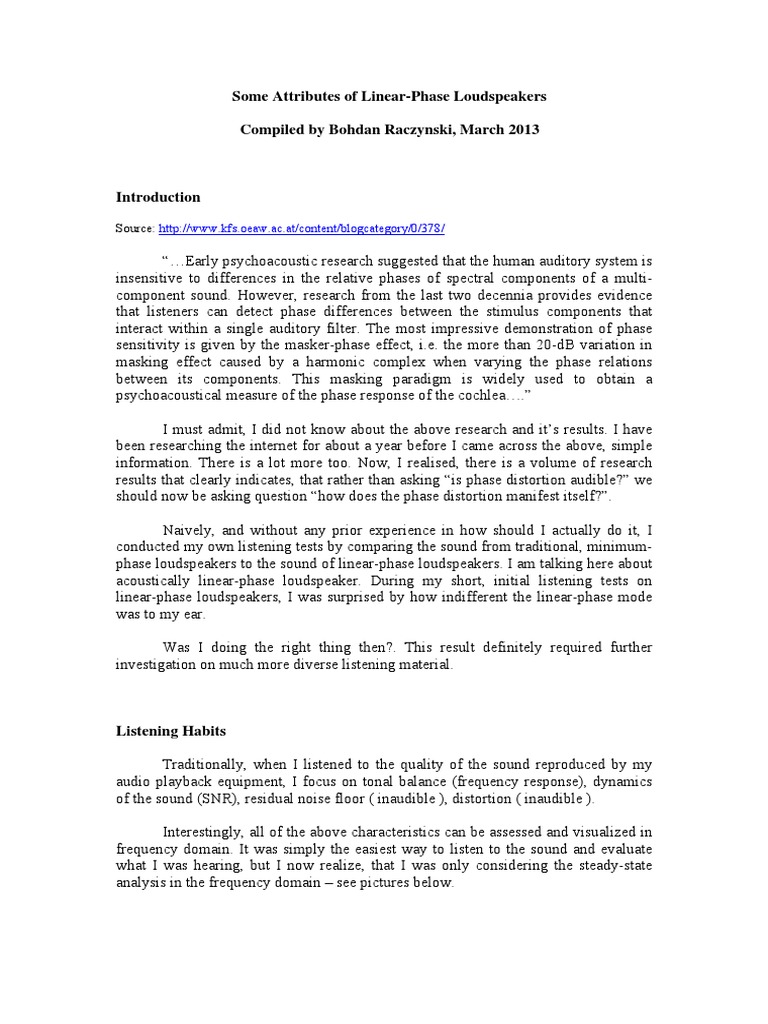 Attributes of Linear-Phase Loudspeakers | PDF | Loudspeaker | Waves