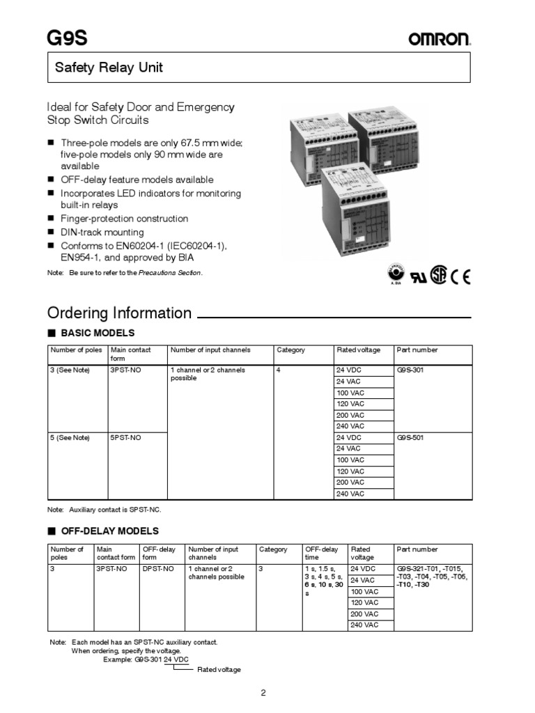 Safety Relay Unit: Ordering Information | PDF | Switch | Relay