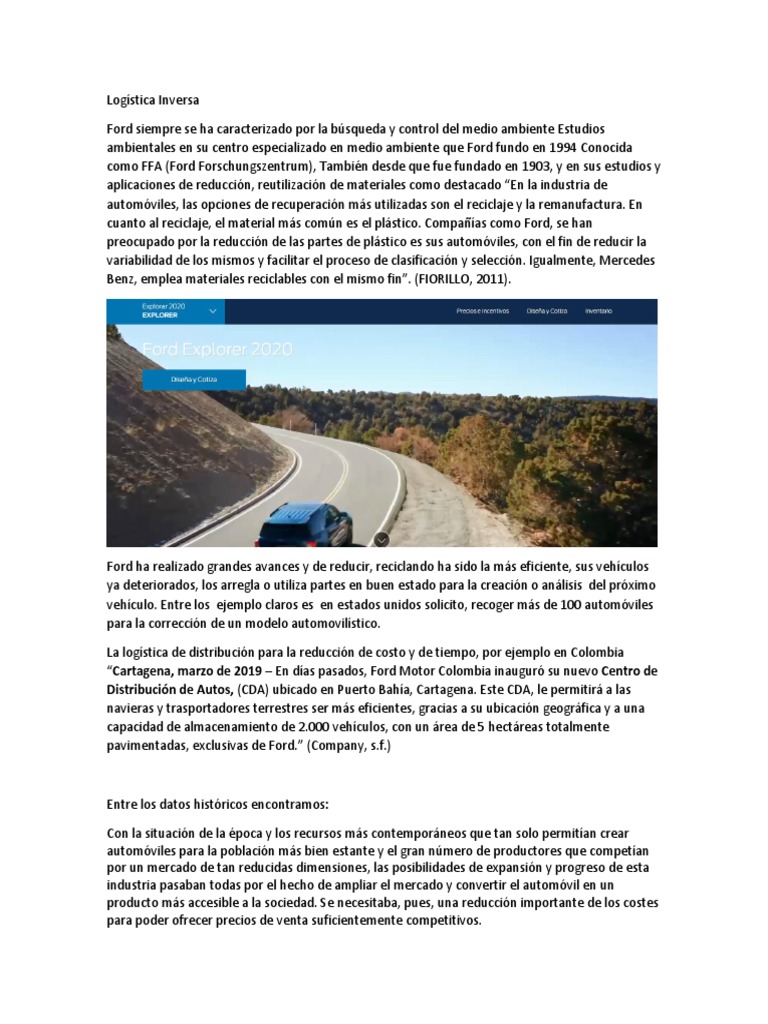 Logistica Inversa Ford | PDF | Compania de motores ford | Coche