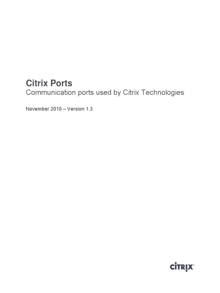 Citrix Communication Ports Overview | PDF | Port (Computer Networking ...