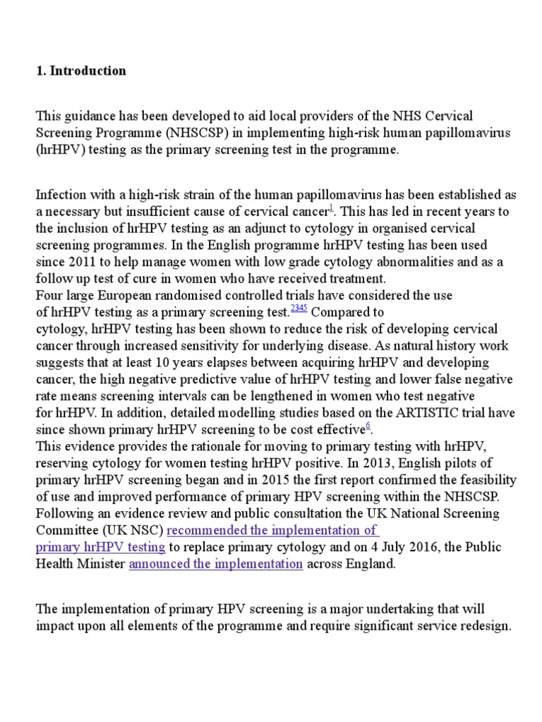Cervical Screening Implementation Guide For Primary HPV Screening | PDF ...