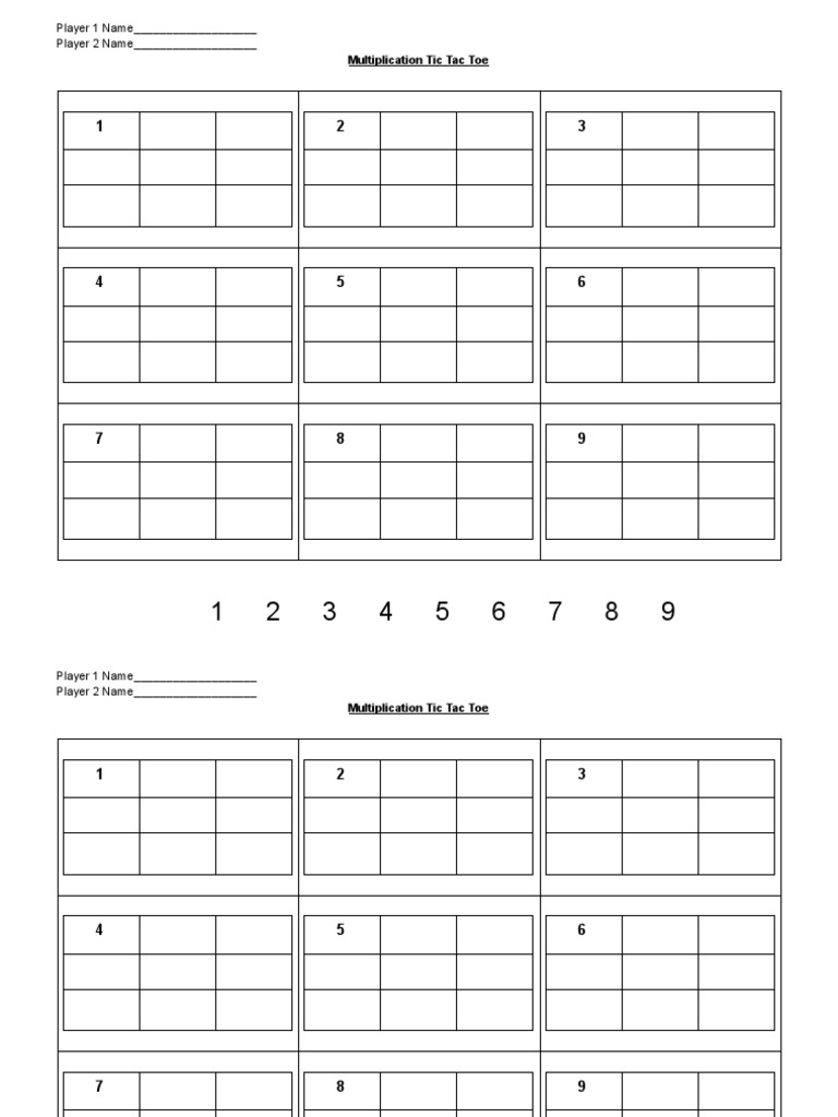 Multiplication Tic Tac Toe Template | PDF