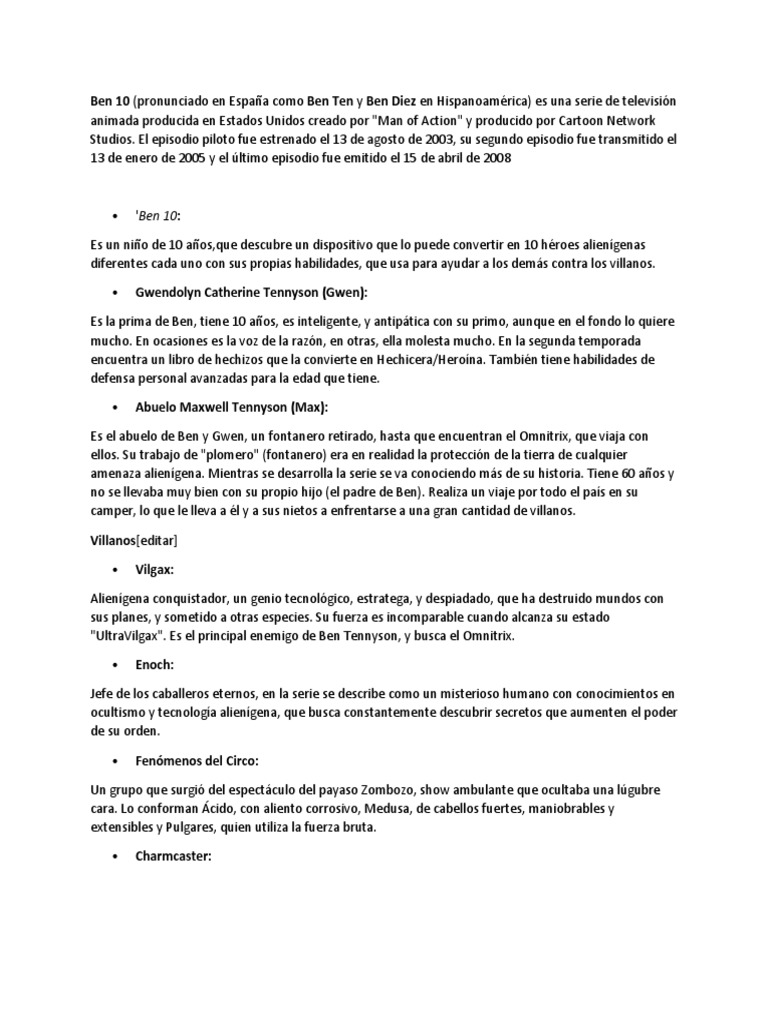 Ben 10 | PDF | Dibujos animados