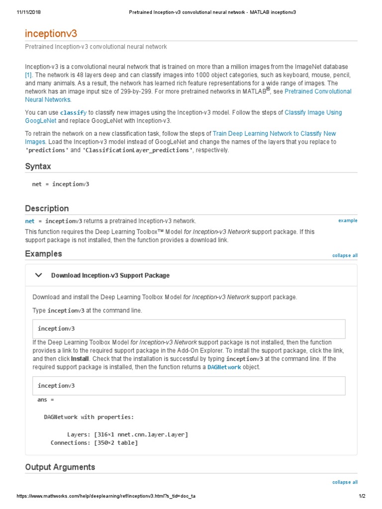 Pretrained Inception-V3 Convolutional Neural Network - MATLAB ...