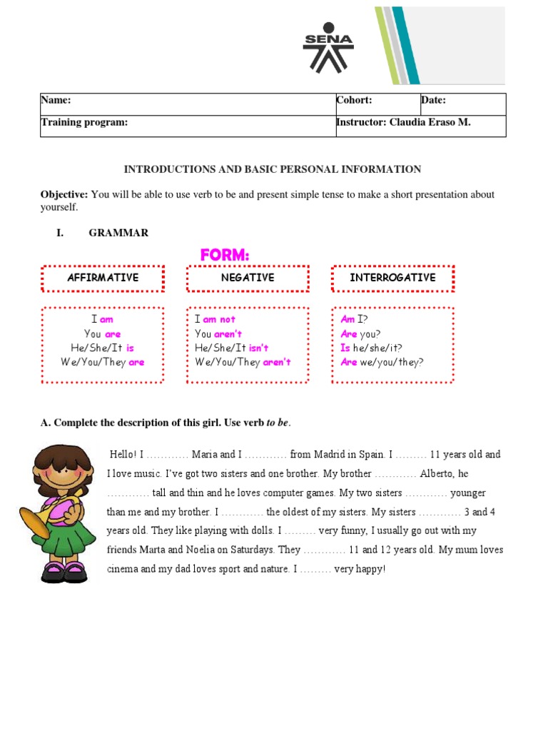 Worksheet - Unit 1 TO BE-Present Simple PDF | PDF | Linguistic Typology ...