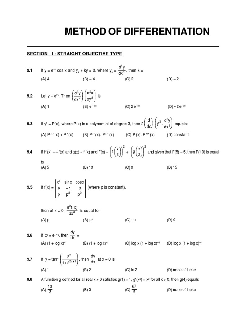MOD Questions | PDF | Derivative | Elementary Mathematics