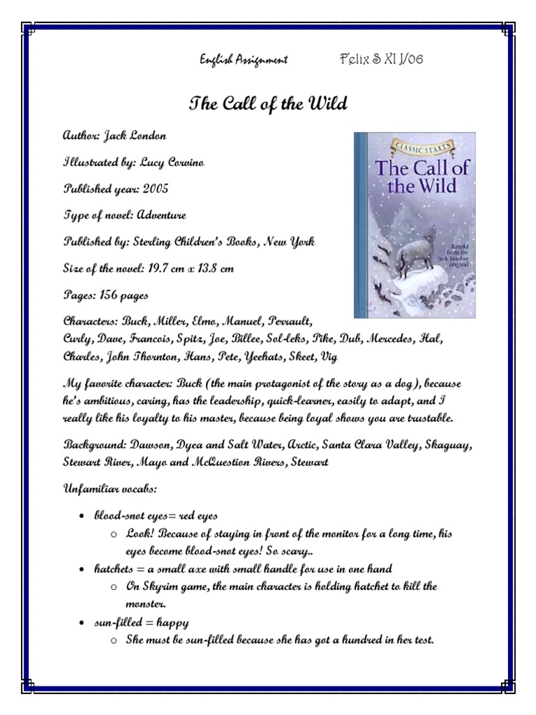 The Call of The Wild (Eng Novel) Part of Synopsis | PDF | The Call Of ...