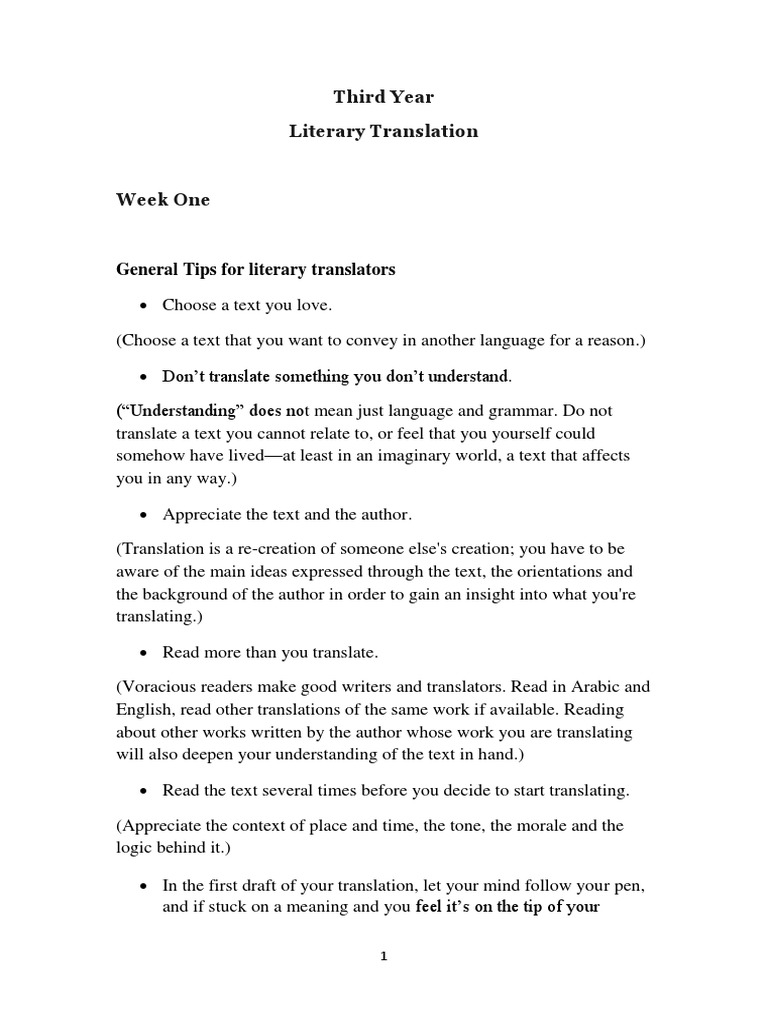 Third Year Literary Translation: General Tips For Literary Translators ...