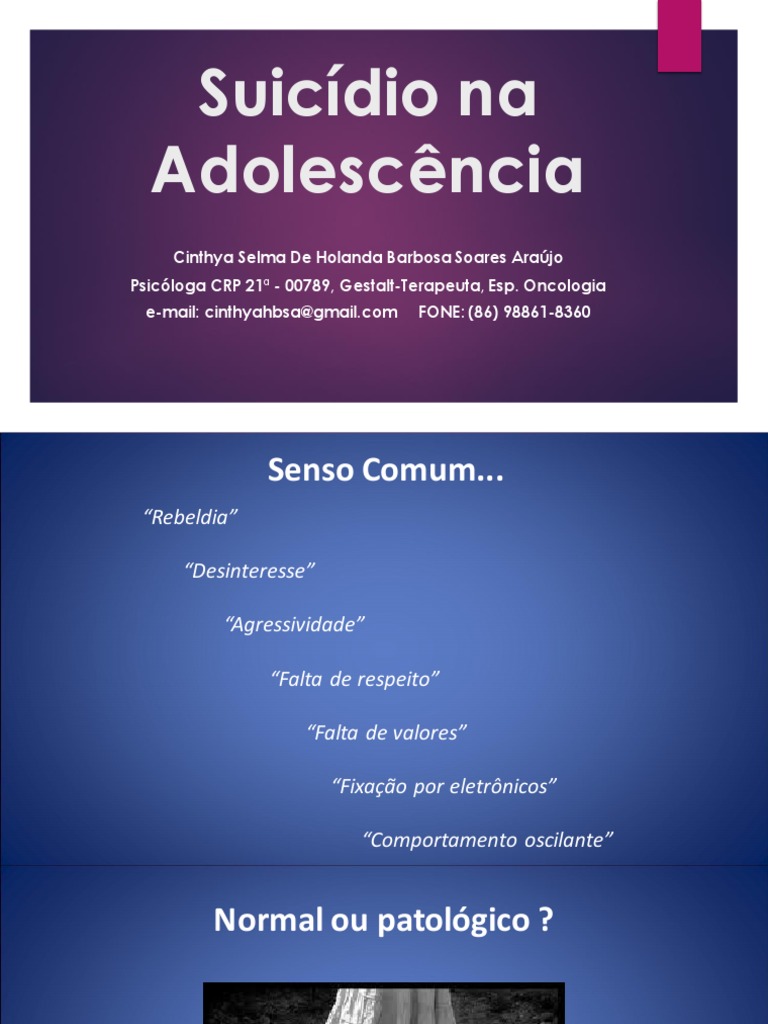 Suicídio na Adolescência | Suicídio | Adolescência