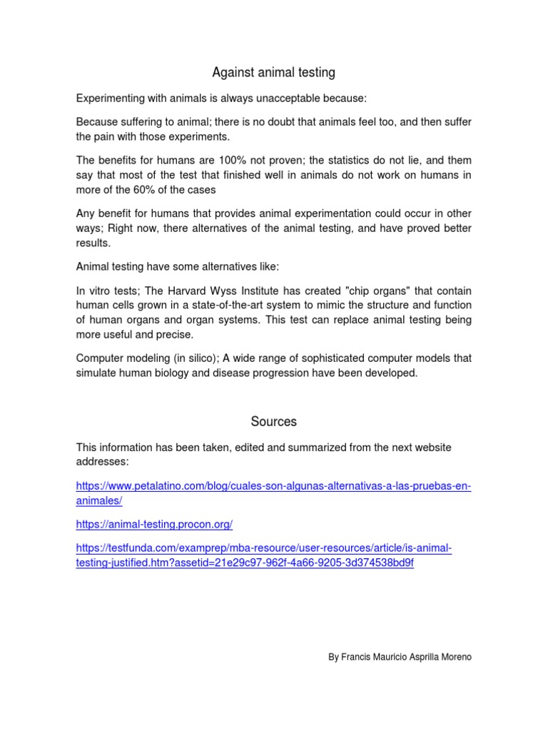Against Animal Testing | PDF