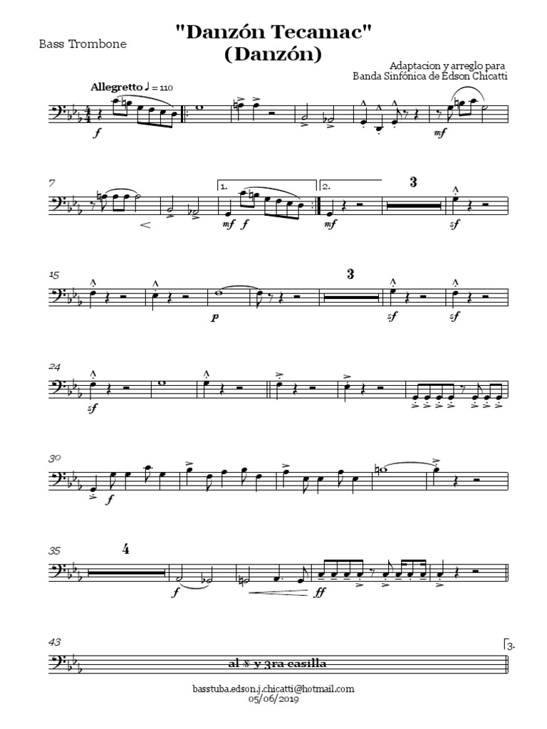 Danzón Tecamac Bass Trombone PDF | PDF