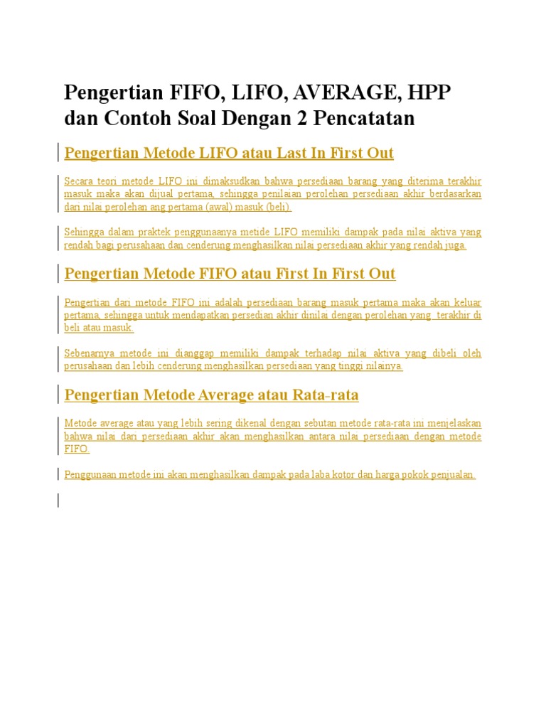 Pengertian FIFO | PDF