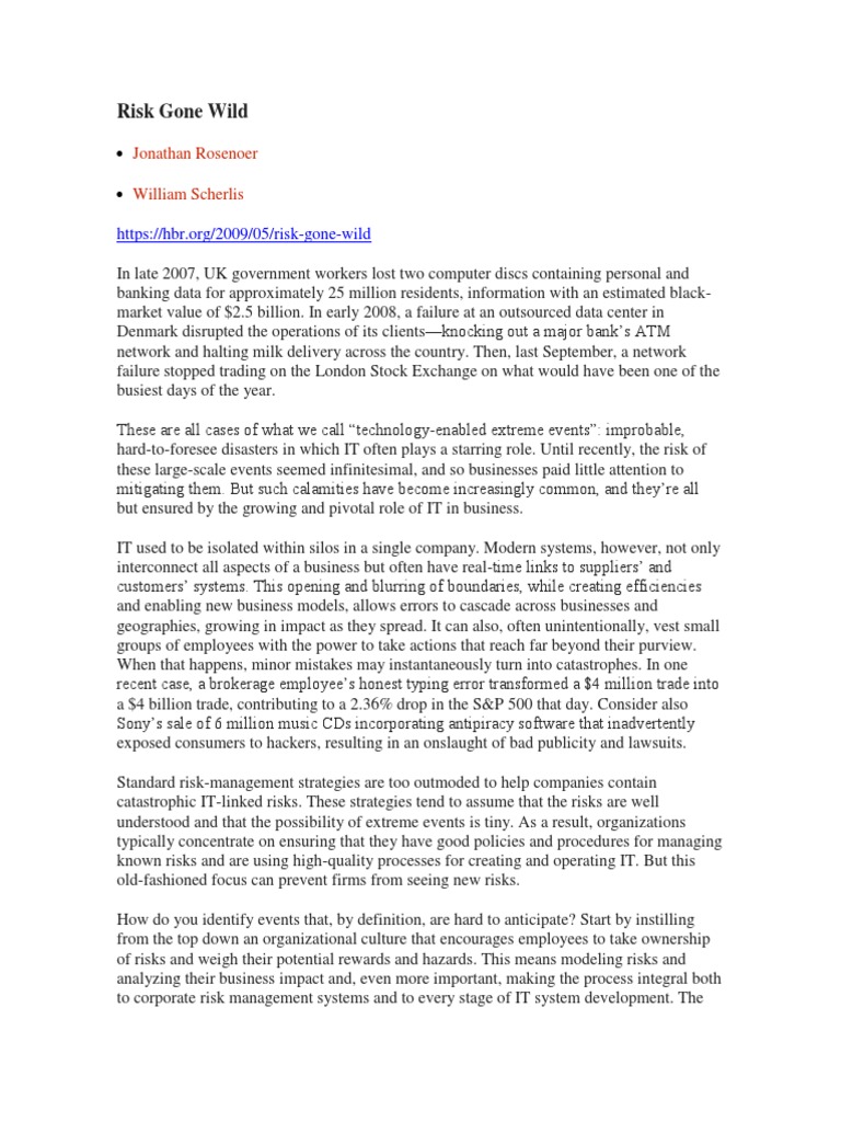 Risk Gone Wild: Jonathan Rosenoer William Scherlis | Download Free PDF ...