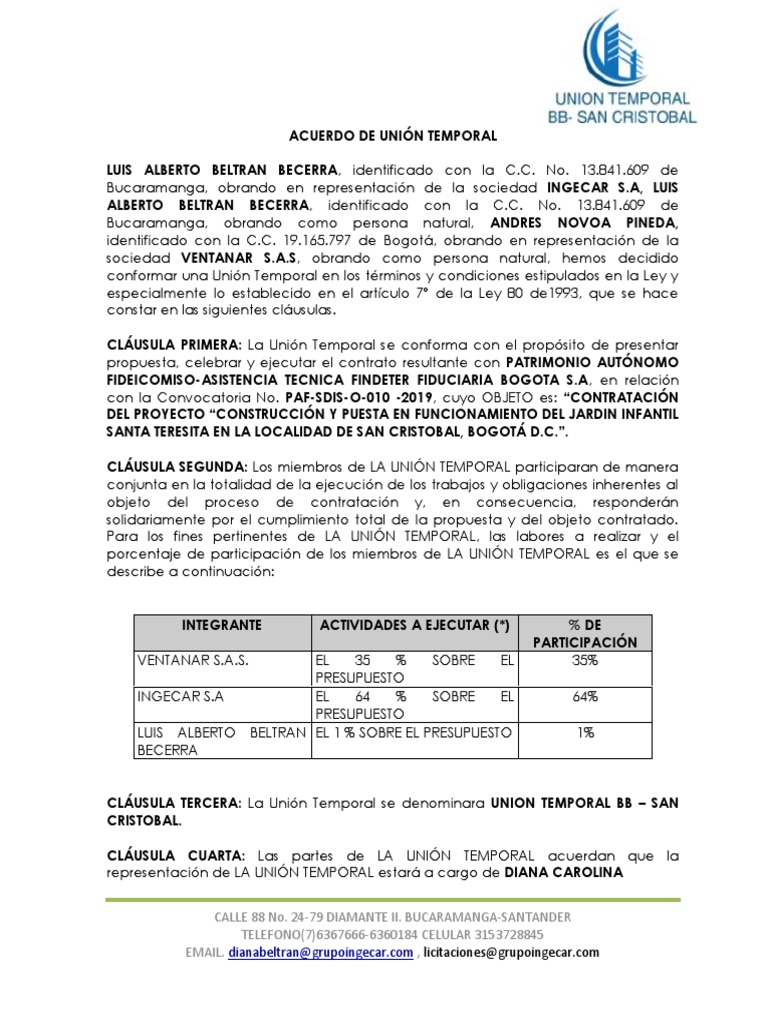 Unión Temporal para Proyecto Infantil | PDF | Justicia | Crimen y violencia