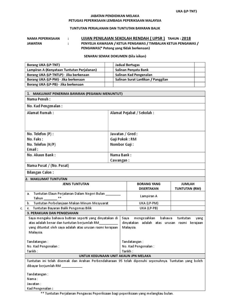 Borang Uka (LP-TNT) | PDF