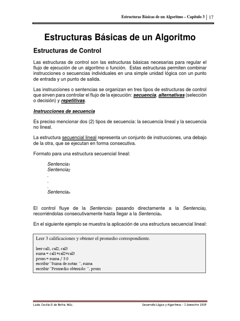 Capitulo 3 EstructurasBasicasDeUnAlgoritmo | PDF | Algoritmos | Flujo ...