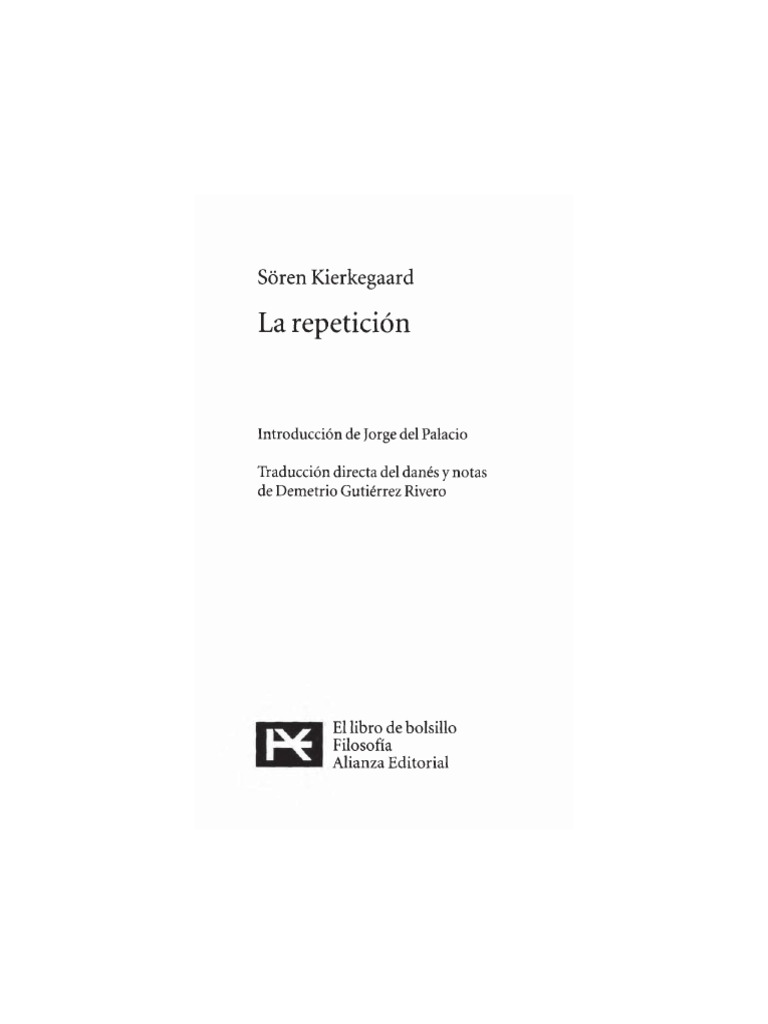 La Repetición en Kierkegaard | PDF | Søren Kierkegaard | Vida