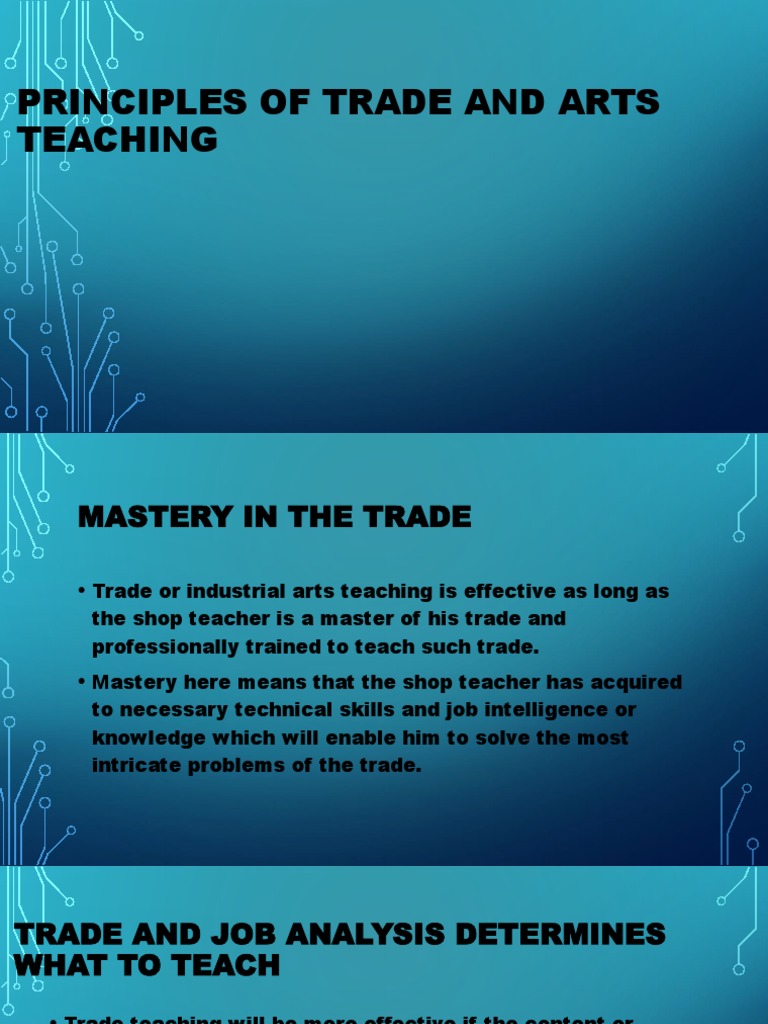 Chapter 5 Principle of Trade and Arts Teaching | PDF | Teachers | Learning
