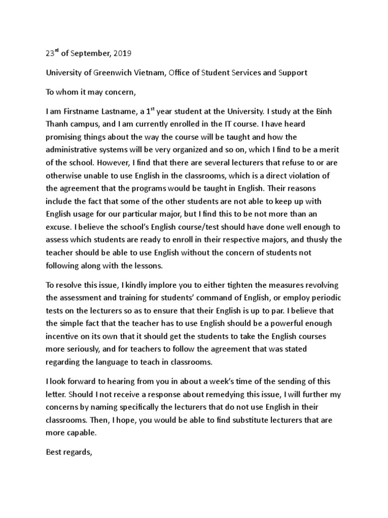 Letter of Complaint | PDF | Students | Teachers