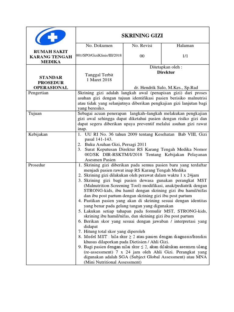 Sop Skrining Gizi | PDF