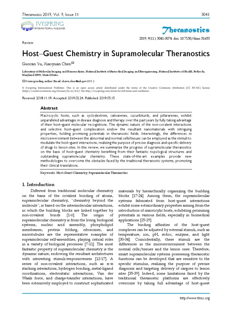Host - Guest Chemistry in Supramolecular Theranostics: T H e R A N o S ...