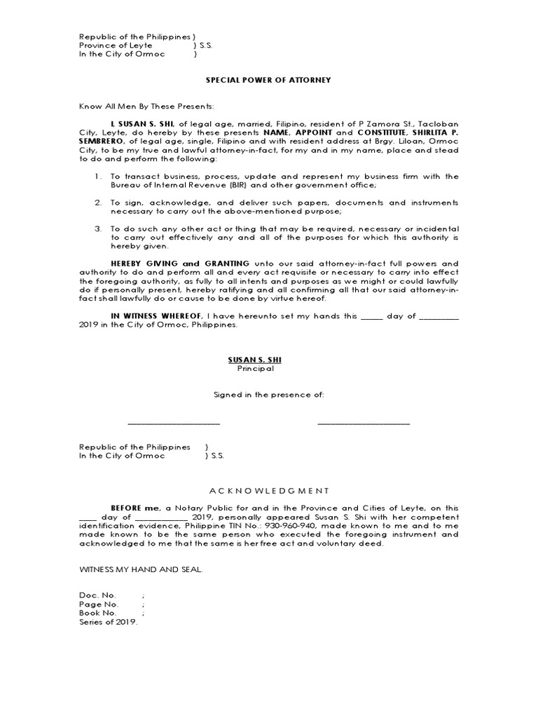 Spa (Bir) | PDF | Power Of Attorney | Public Law