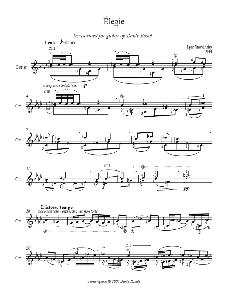 Stravinsky Elegie | PDF