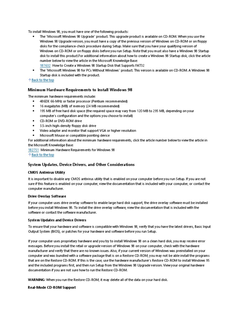 Installing Windows 98: A Step-by-Step Guide | PDF | File System ...