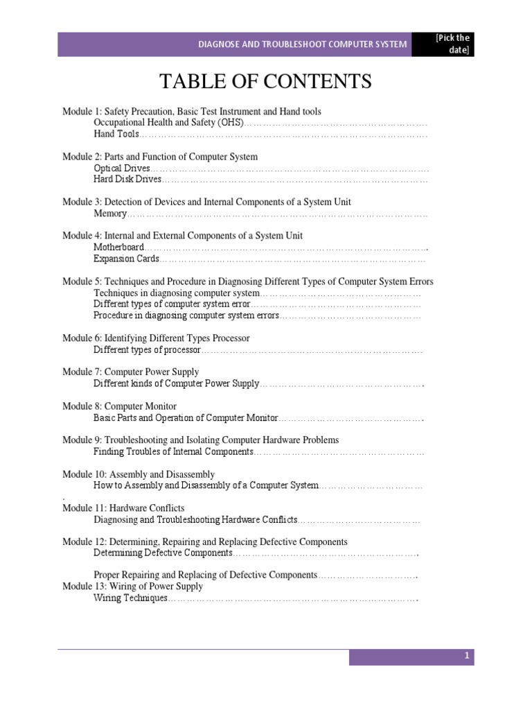 Diagnose and Troubleshoot Computer System (Pick The Date) | PDF ...