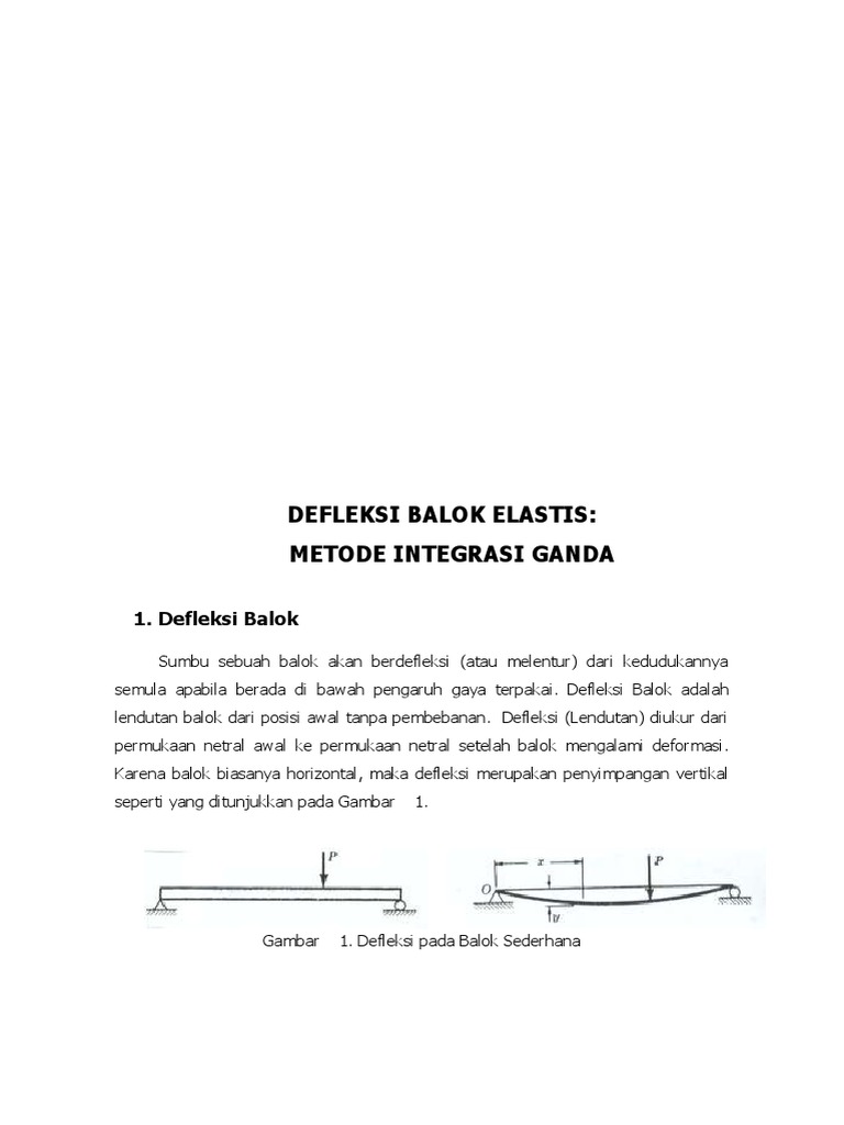 Defleksi Balok Elastis Metode Integrasi Ganda 2 | PDF