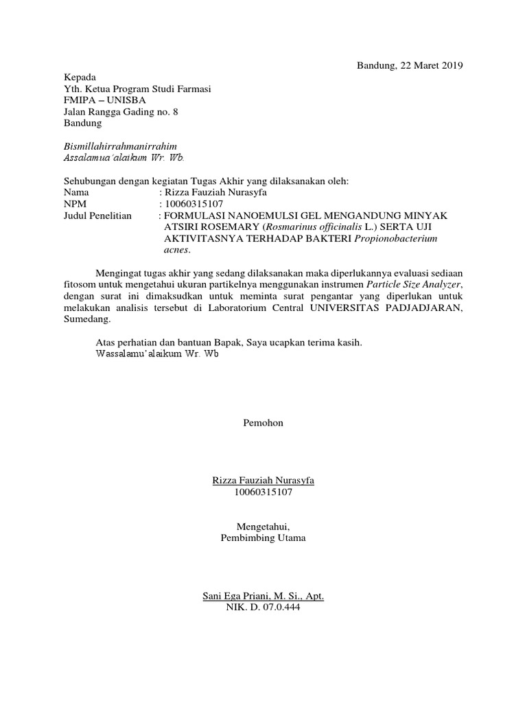 Surat Permohonan PSA | PDF