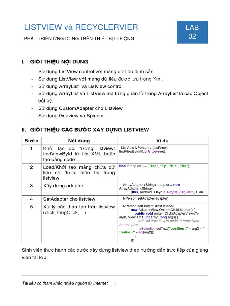 Lab02 Listview | PDF