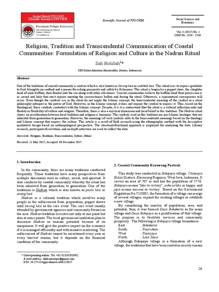 Religion, Tradition and Transcendental Communication of Coastal ...